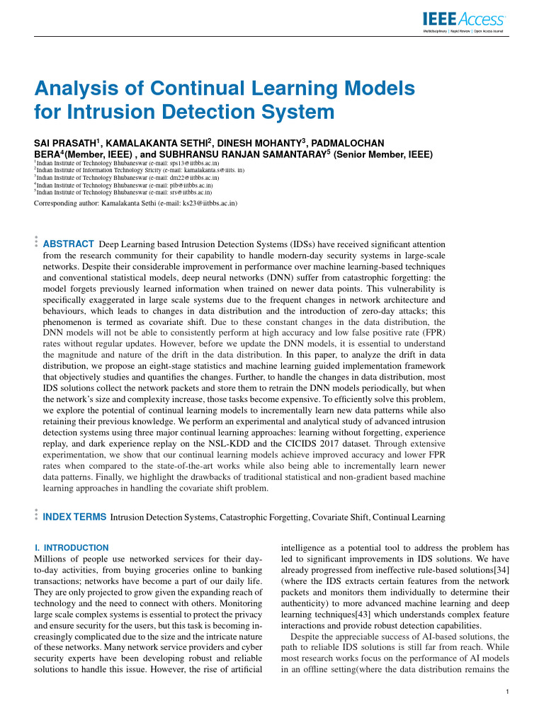 Analysis of Continual Learning Models For Intrusio | PDF | Machine Learning | Deep Learning