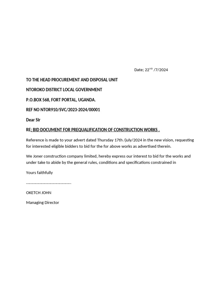 Letter of Expression of Interest | PDF