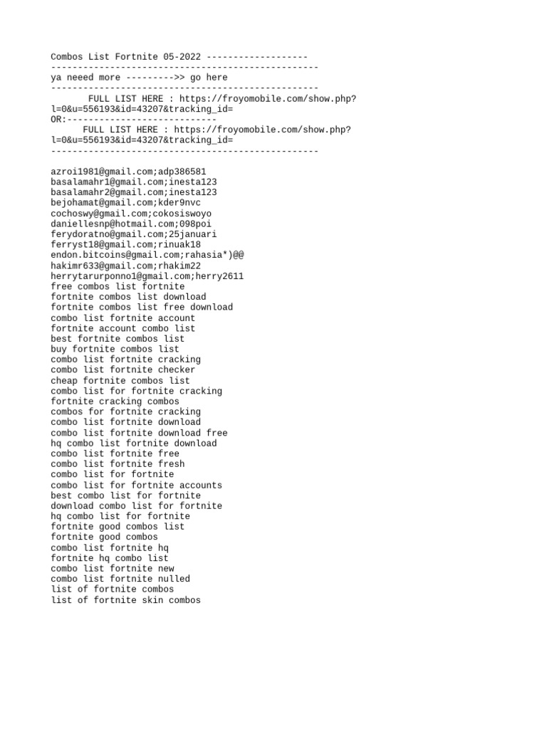 Combos List Fortnite 05-2022 | PDF