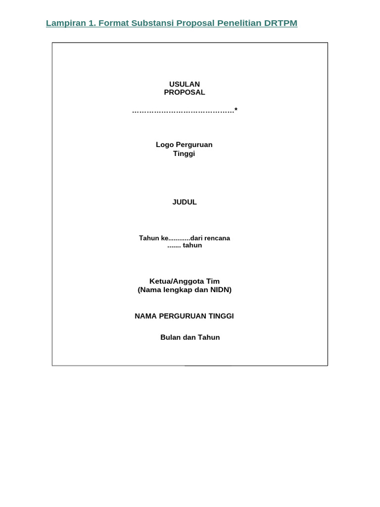 Template Usulan Substansi Proposal Penelitian Dan Pengabdian DRTPM | PDF