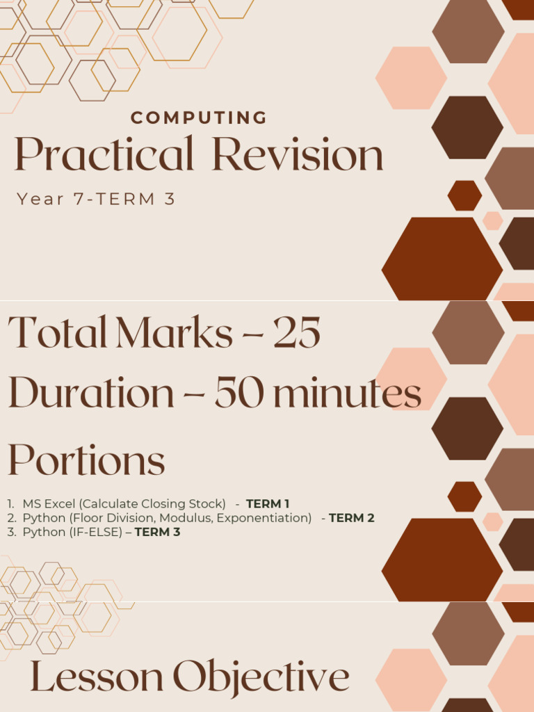 Practical Revision - Year 7 | PDF
