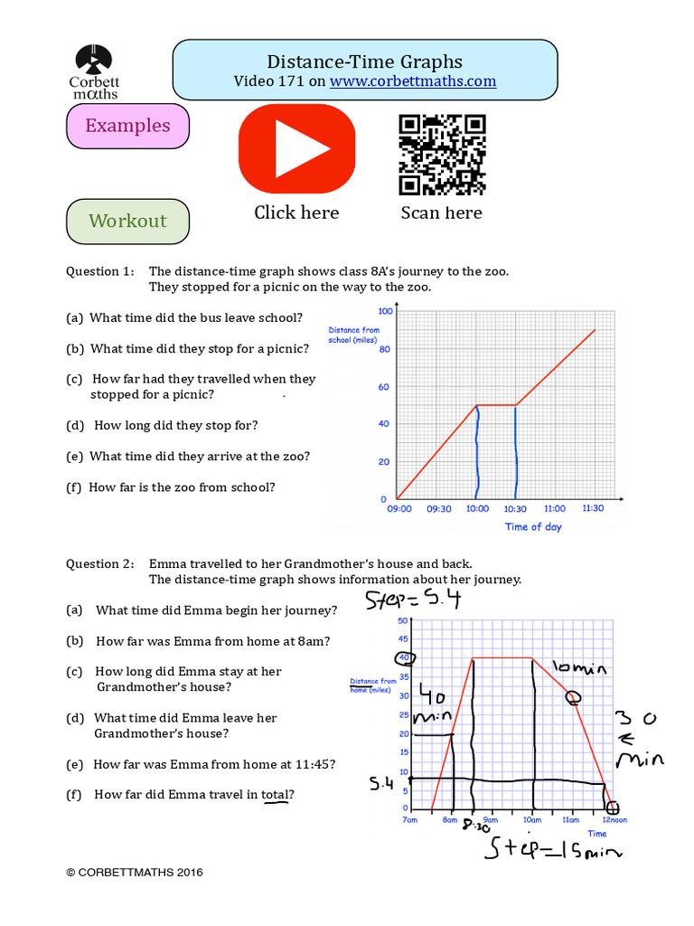 Distance-Time Graphs Practice Questions | PDF | Speed | Mechanics