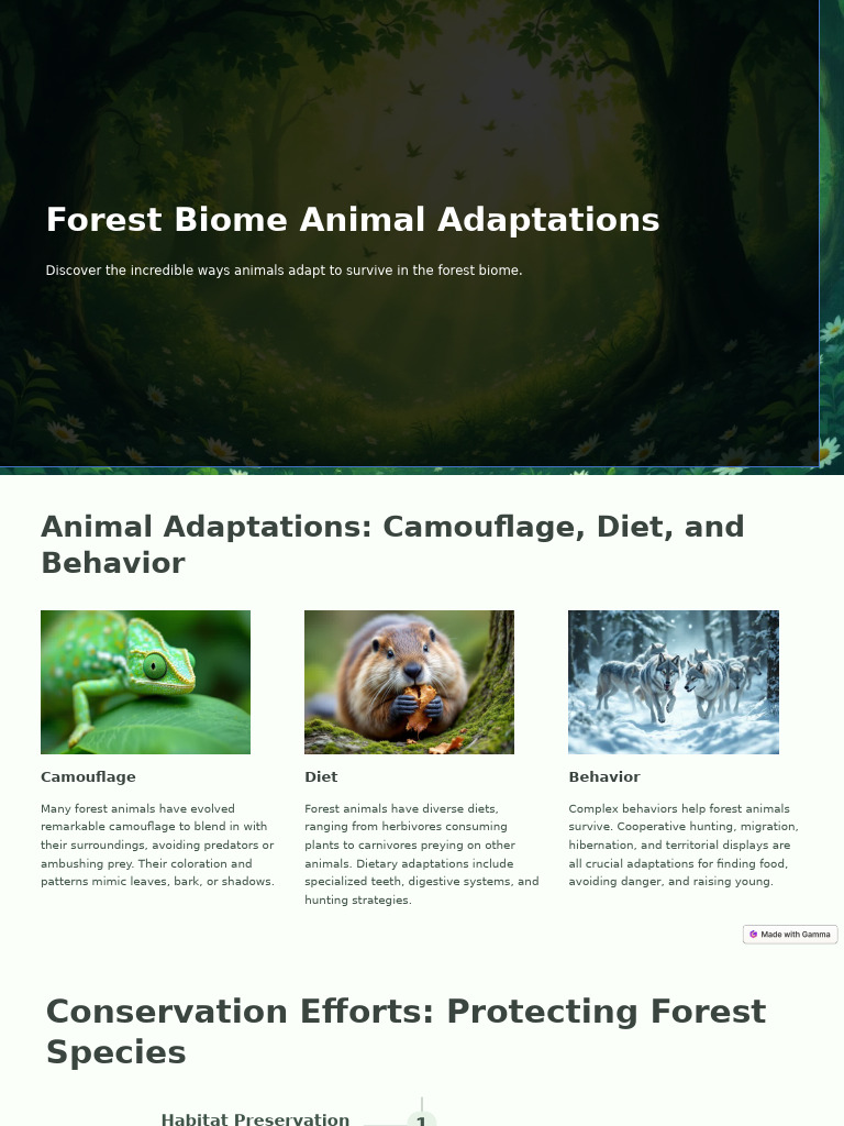 Forest Animals: Adaptations and Survival | PDF