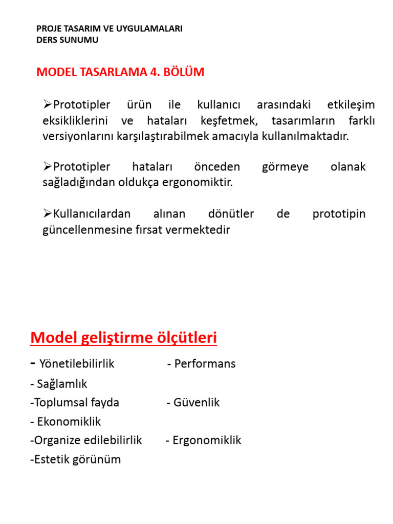 Proje Tasarım Uygulamaları Ders Sunumu | PDF