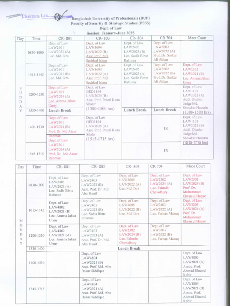 Update Class Routine | PDF