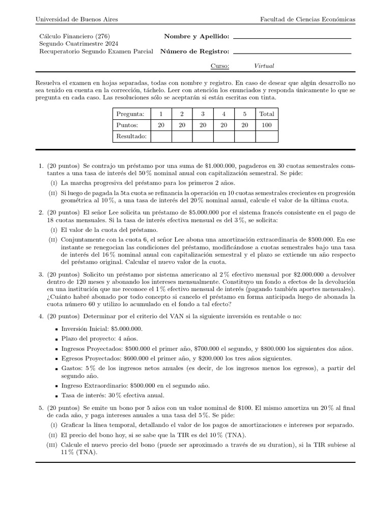 2024 2C Recuperatorio2P Virtual | PDF | Interés | Economias