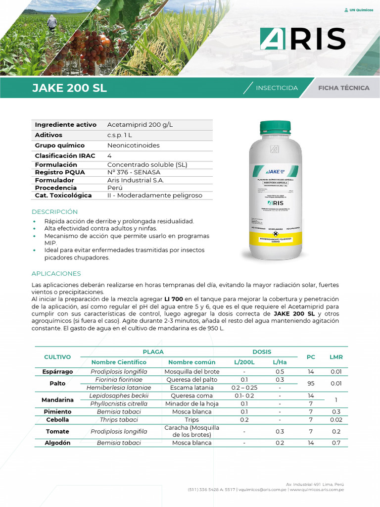 Acetamiprid 200 SL: Insecticida Efectivo | PDF