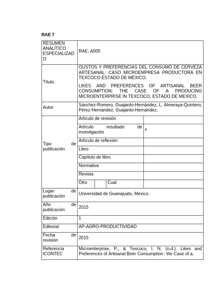 Rae 7 | PDF | Cerveza | Producto (Negocio)