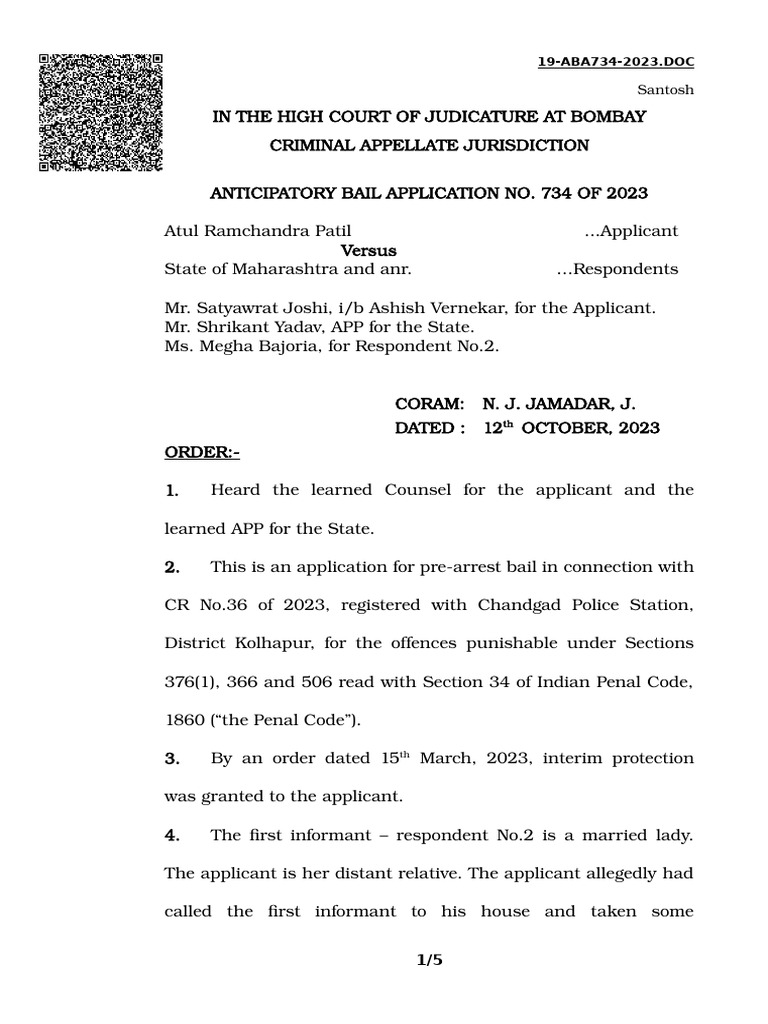 Atul Ramchandra Patil Vs State of Maharashtra | PDF | Bail | Public Law