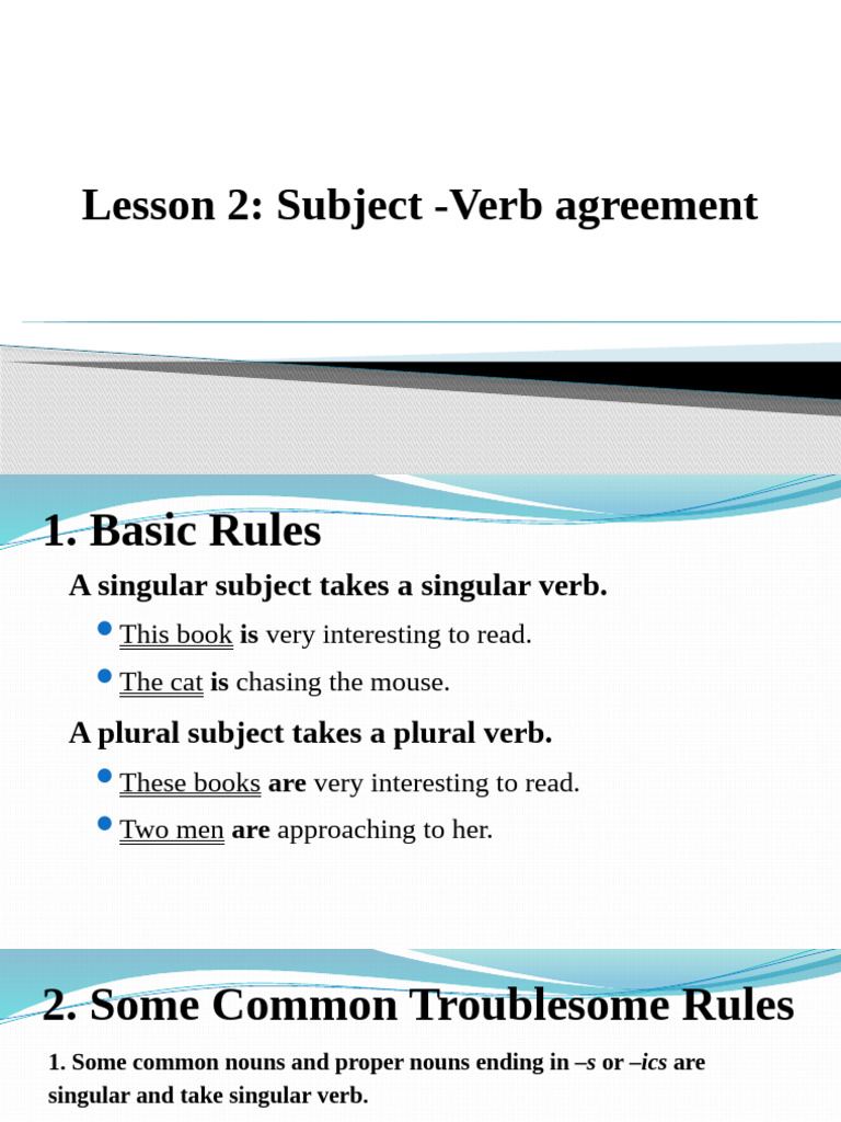 Subject-Verb Agreement Rules Guide | PDF | Plural | Grammatical Number