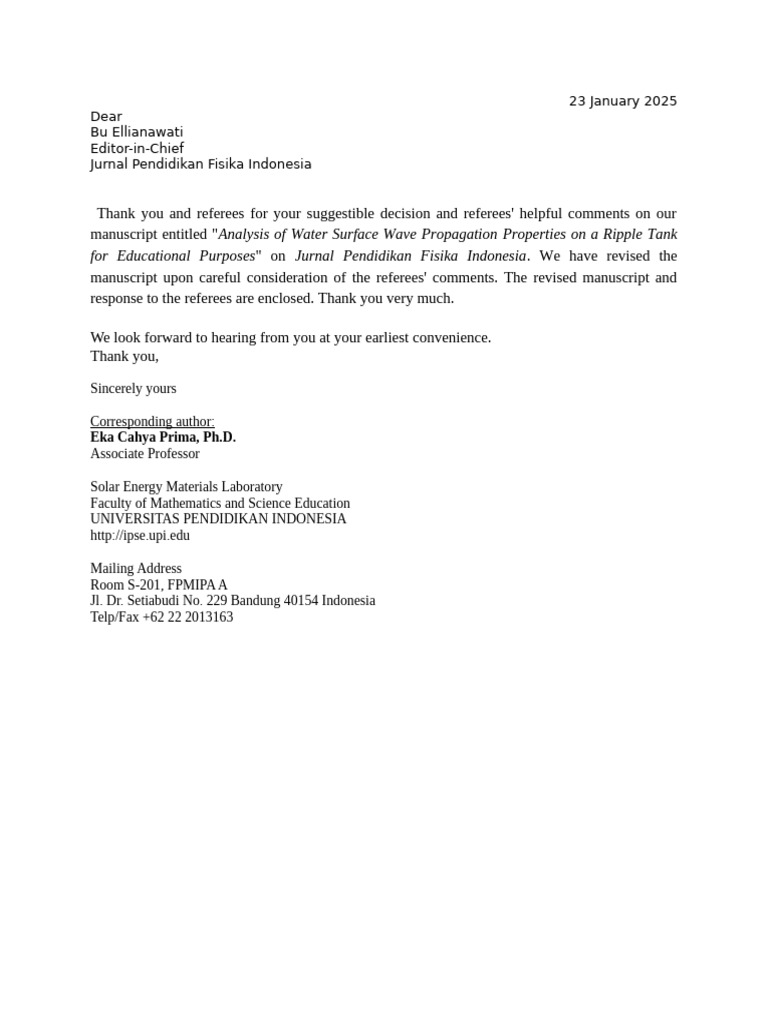 Revision Cover Letter Yenika | PDF | Waves | Damping