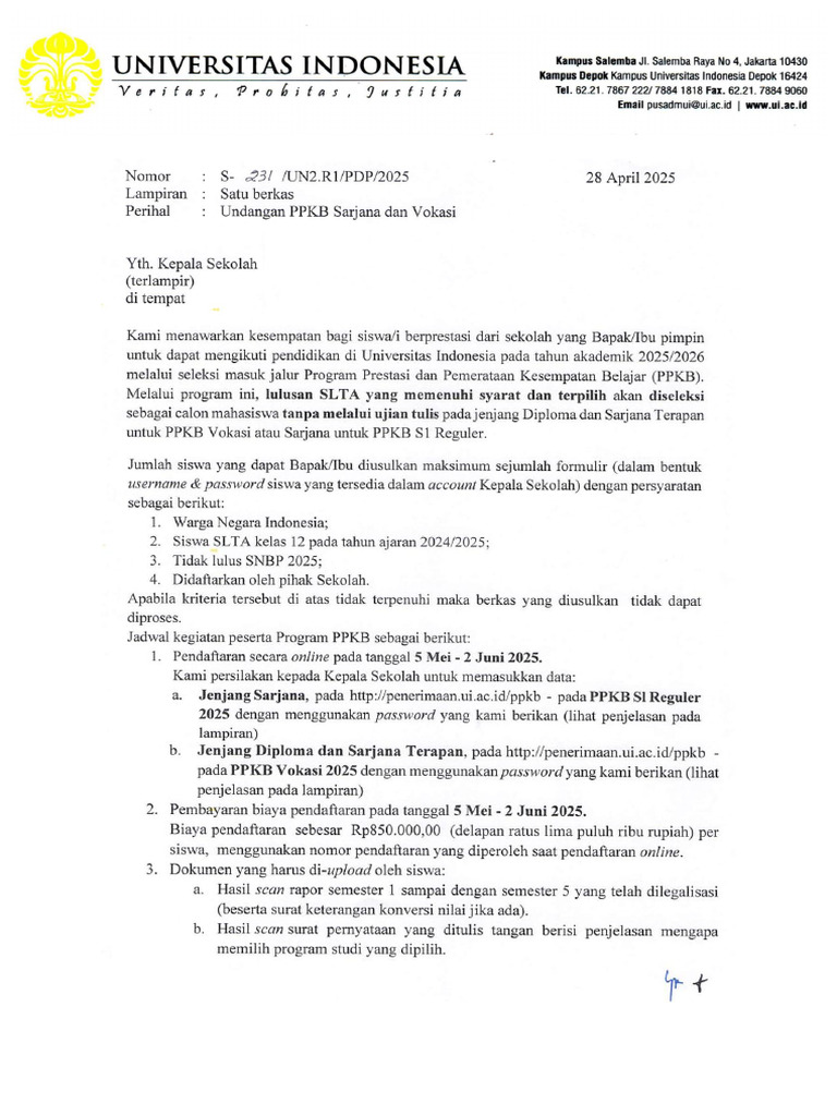 Undangan PPKB UI | PDF