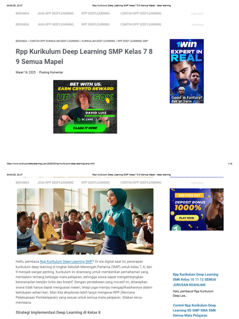 RPP Kurikulum Deep Learning SMP Kelas 7 8 9 Semua Mapel - Deep Learning ...