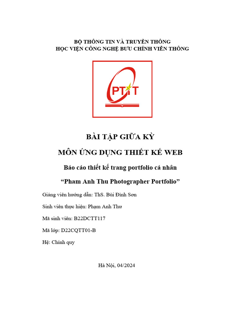 Pham Anh Thu - Bao Cao Thiet Ke Web | PDF