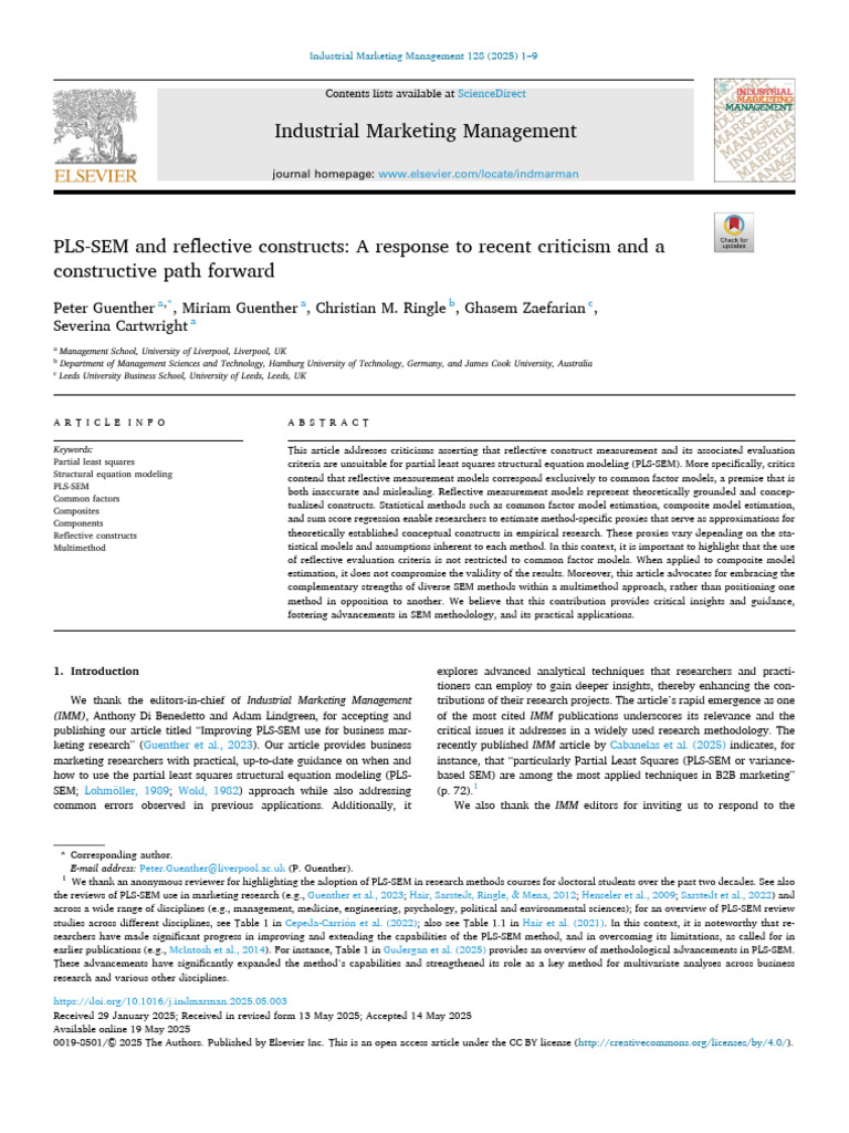 PLS-SEM and Reflective Constructs - A Response To Recent Criticism and ...