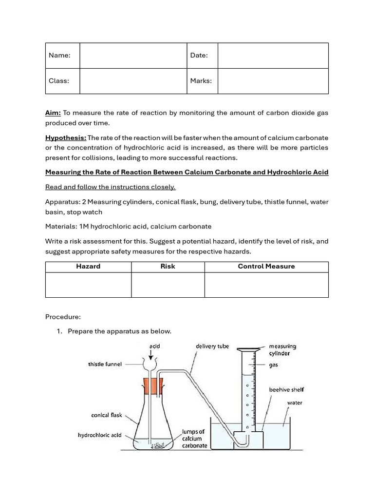C8 - Measuring Rate of Reaction (Lab) | PDF