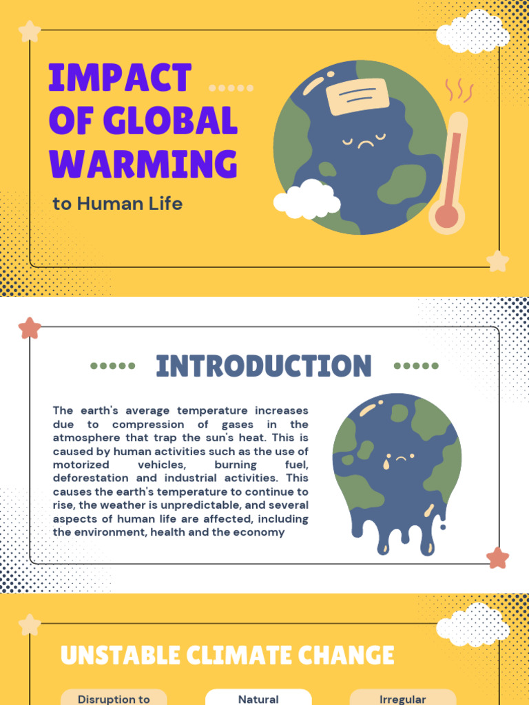 Blue Green and Cream Illustration Impact of Global Warming To Human ...