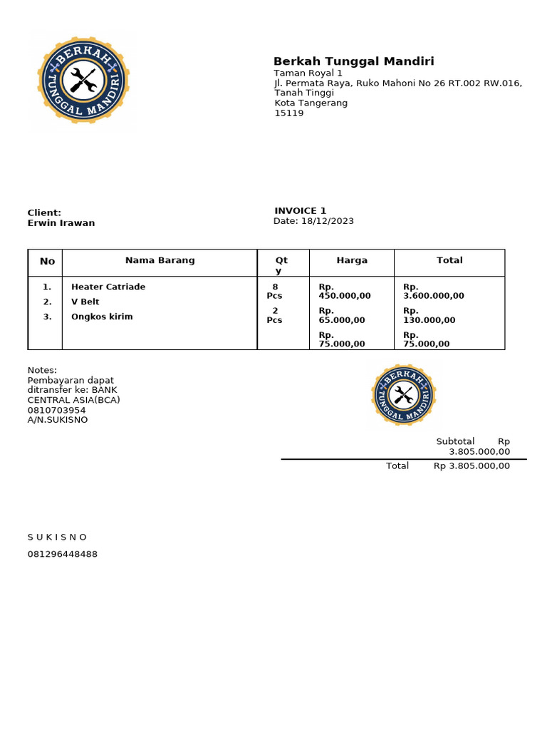 Invoice BTM Asli | PDF