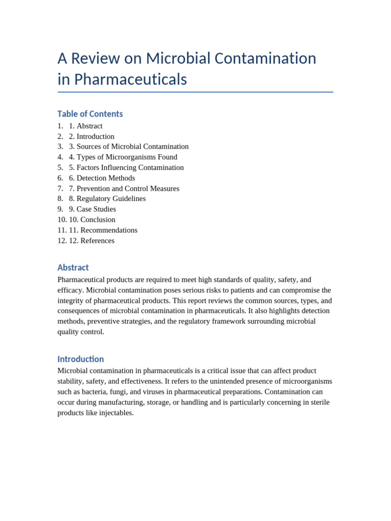 Microbial Contaminaeuticals Report | PDF | Medicine | Health Sciences