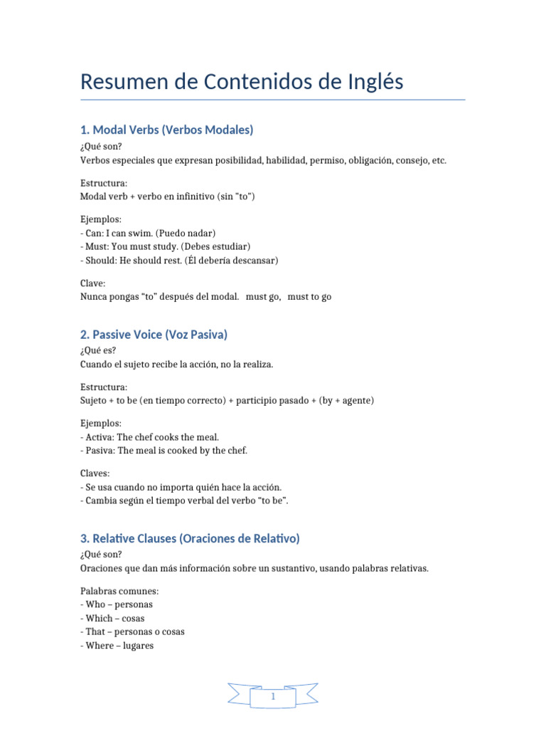 Resumen Ingles | PDF | Verbo | Asunto (gramática)