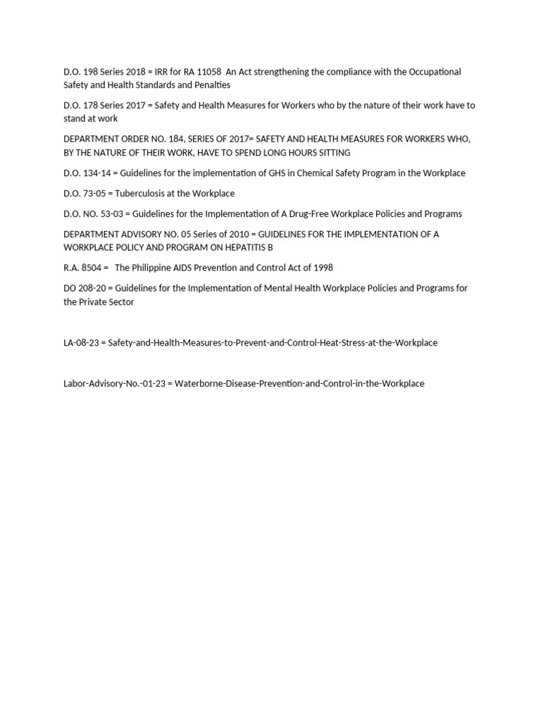 OSH Related Requirements | PDF