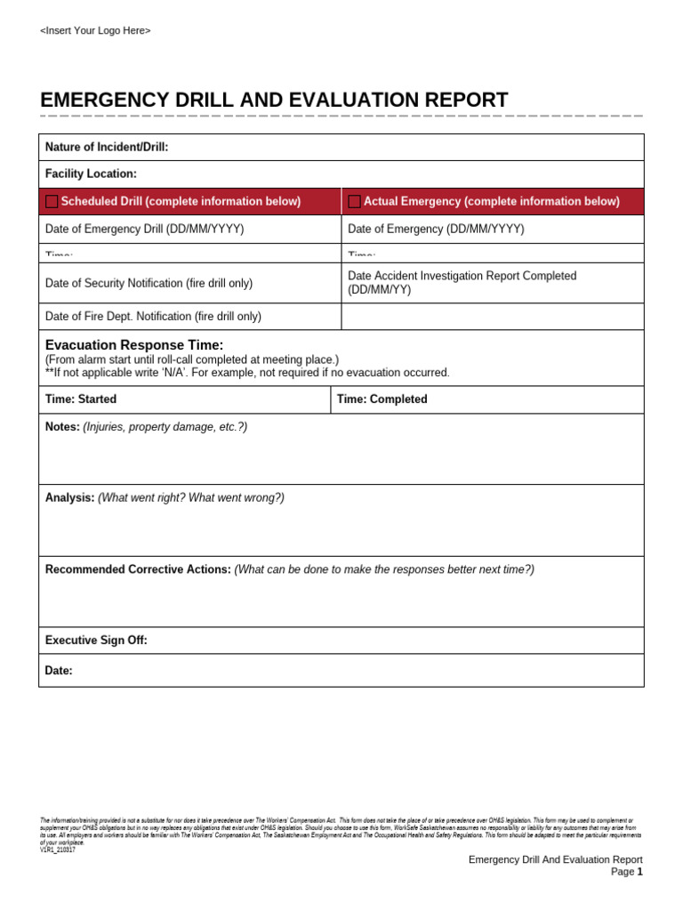 Emergency Drill Evaluation Sample | PDF | Labor | Business