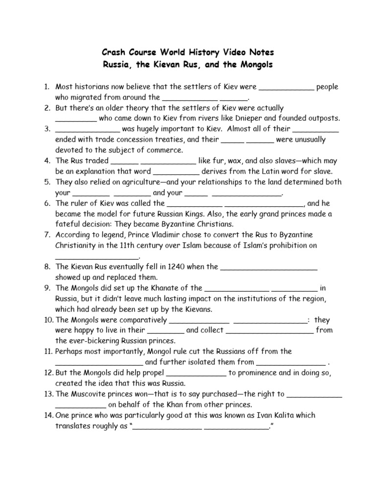 20-Russia The Kievan Rus and The Mongols | PDF