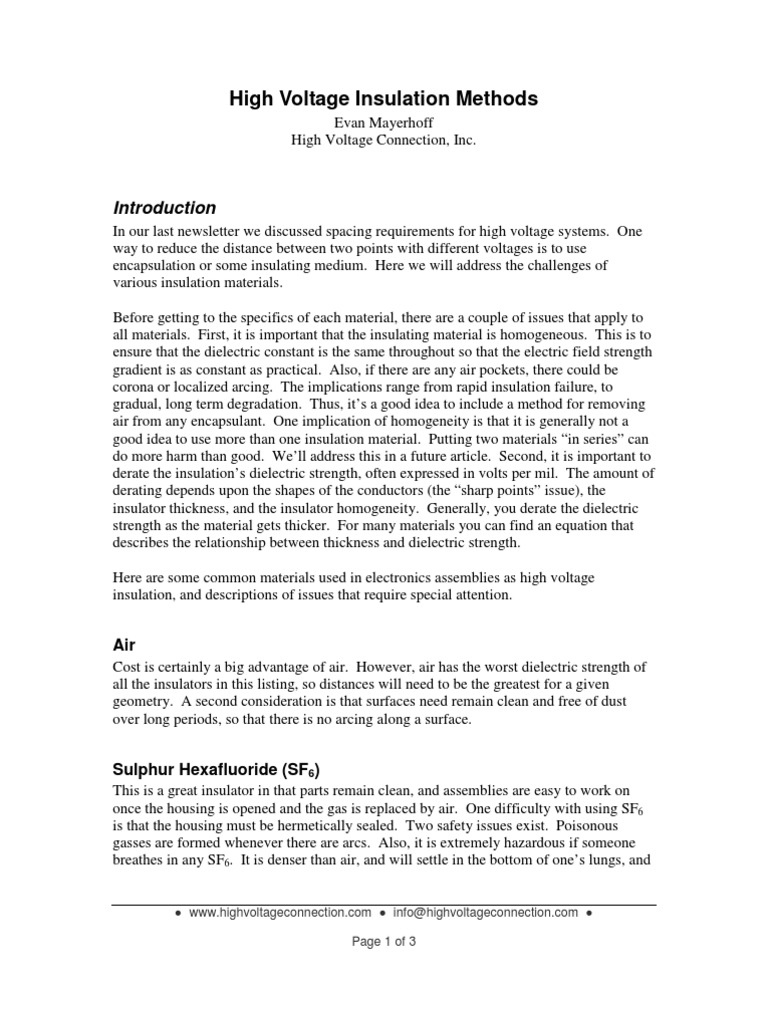 High Voltage Insulation | PDF