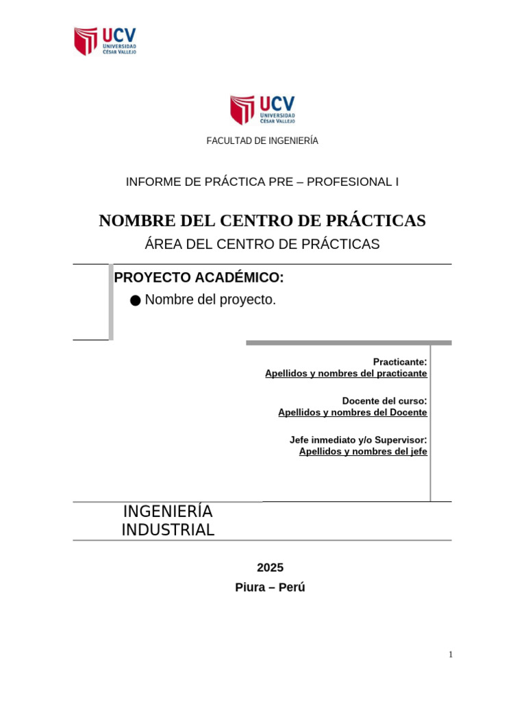 Estructura Del Informe Final de Prácticas Preprofesionales | PDF ...