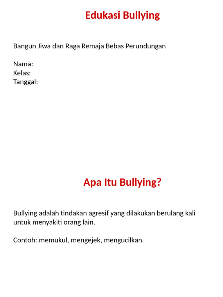 Edukasi Bullying SMA | PDF