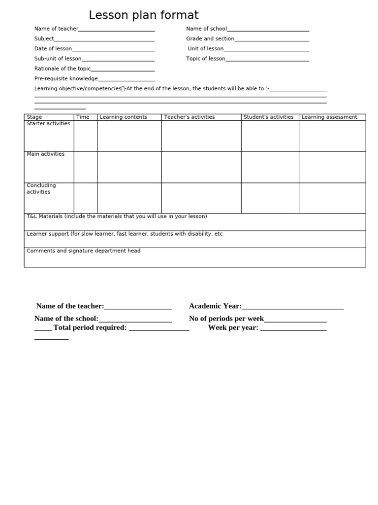 Comprehensive Lesson Plan Template | PDF