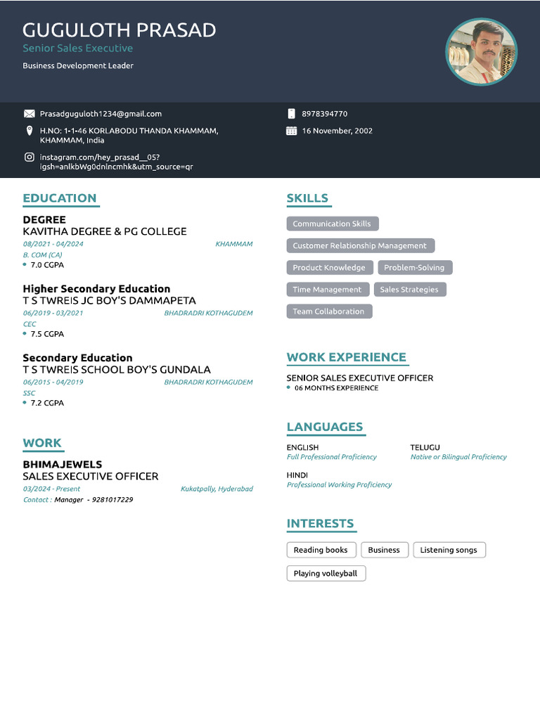 Guguloth Prasad Resume | PDF