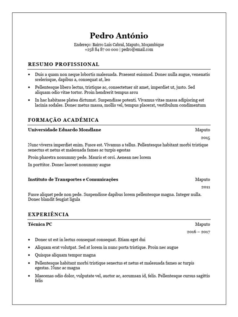 Curriculum Vitae Simples Quick | PDF