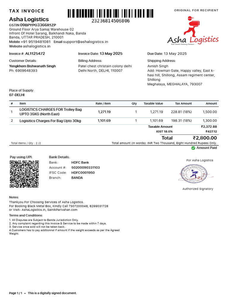 AL1125472 - Yengkhom Bishwanath Singh | PDF | Payments | Taxes