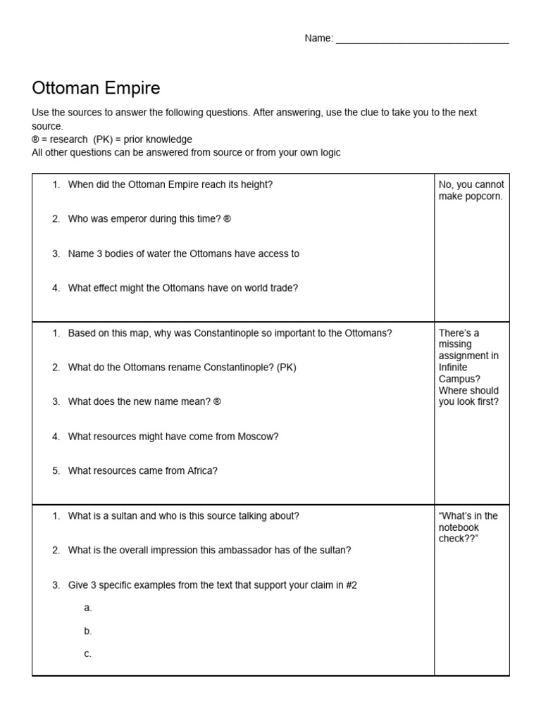 Ottoman Scavenger Hunt | PDF | Ottoman Empire