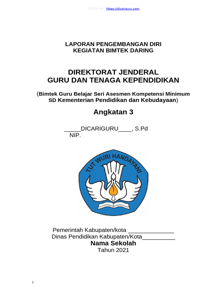 Laporan PD Bimtek Guru Belajar Seri AKM | PDF