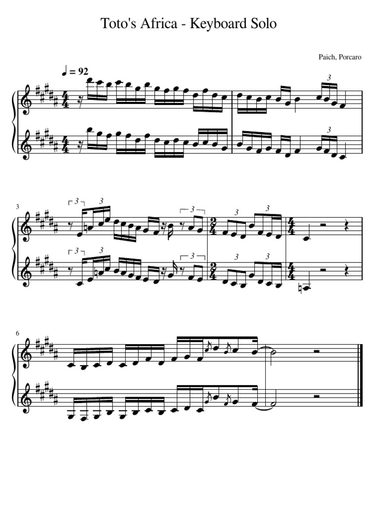 Toto Africa - Keyboard Solo | PDF