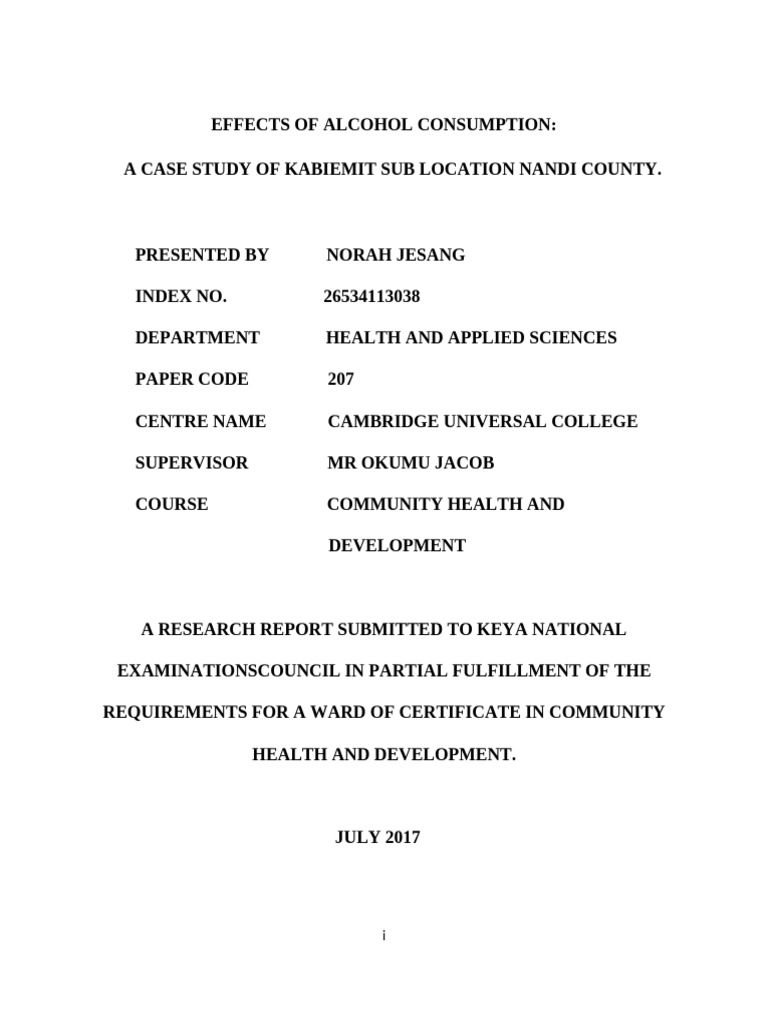 Alcohol Abuse Effects in Nandi County | PDF | Focus Group | Survey ...