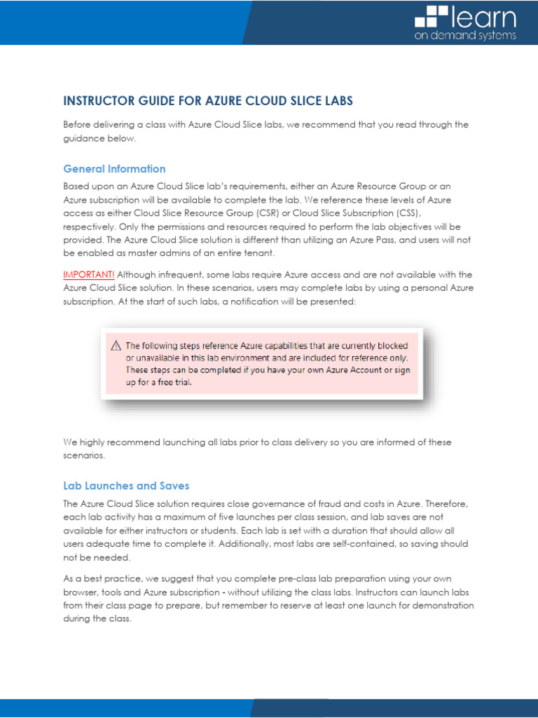 Azure Cloud Slice API Instructor Guide | PDF | Cloud Computing ...