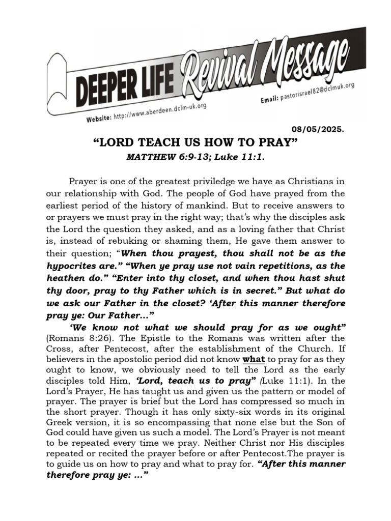 “Lord Teach Us How to Pray” | PDF | Lord's Prayer | Prayer