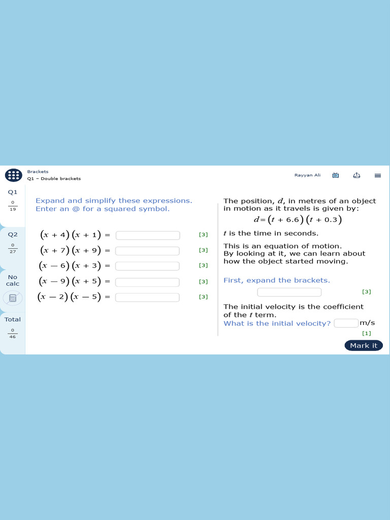 MyiMaths Homework - Brackets | PDF