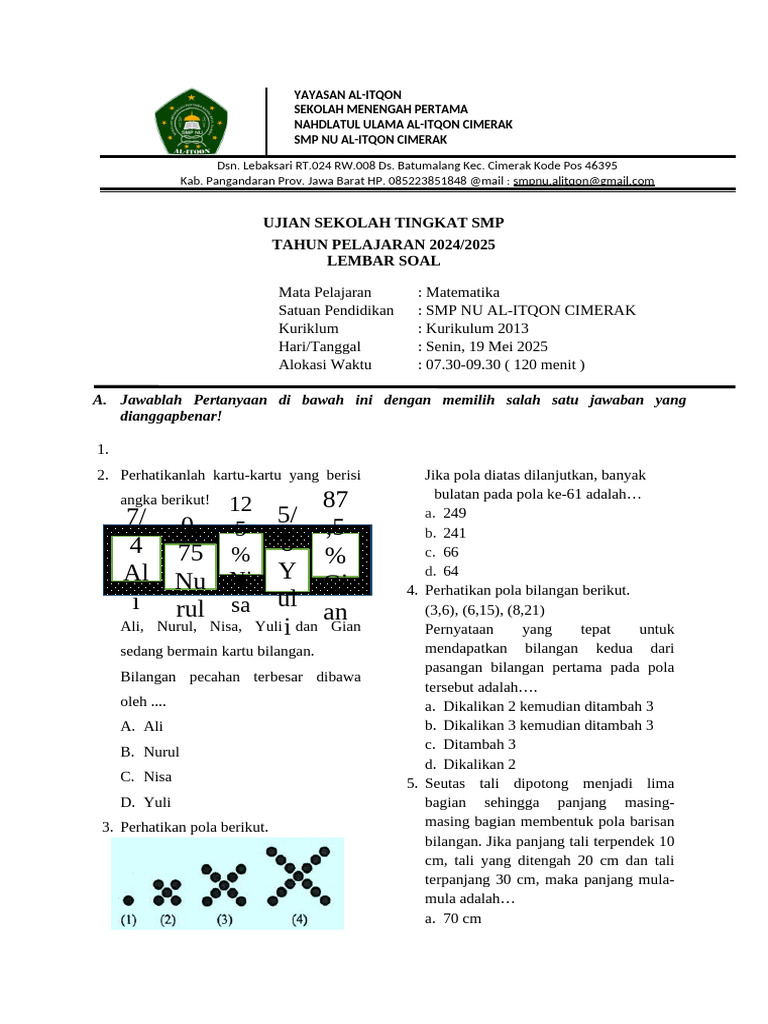 SOAL US Matematika 2025 | PDF