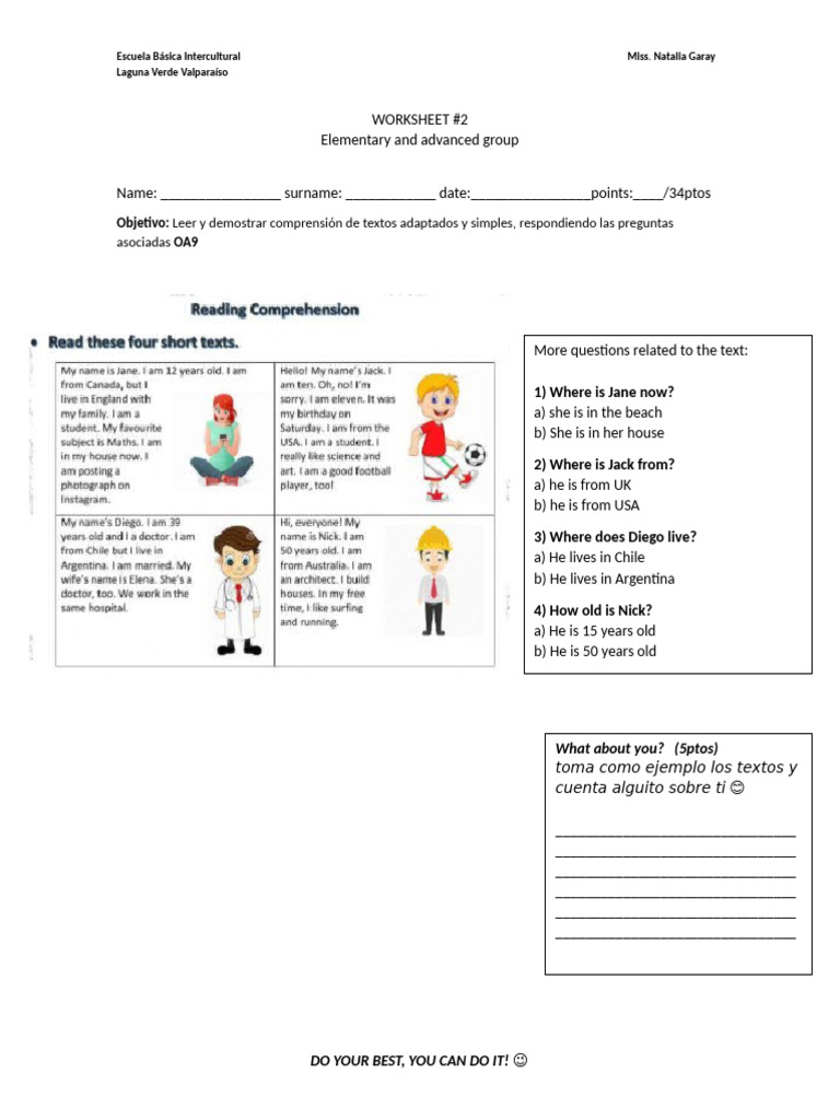 Worksheet Elementary and Advanced #2 | PDF | Grabación de sonido