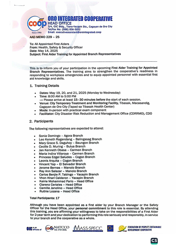 Aad Memo 229-25 First Aider Training | PDF