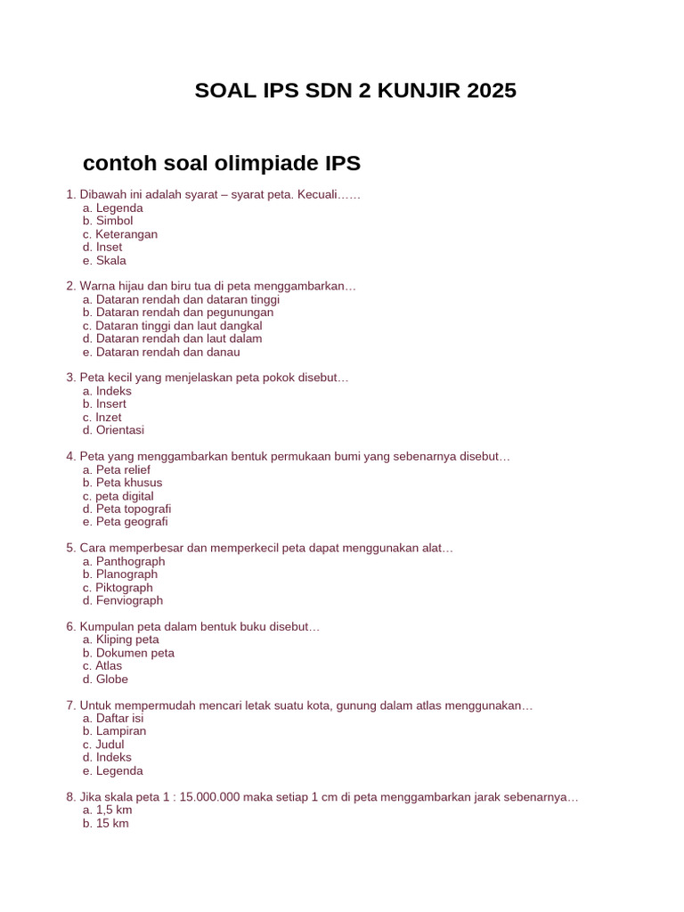 134479794-Contoh-Soal-Olimpiade-IPS-Sd | PDF
