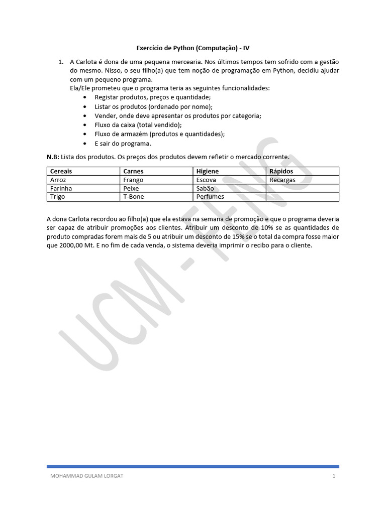 Exercicios de Python IV | PDF