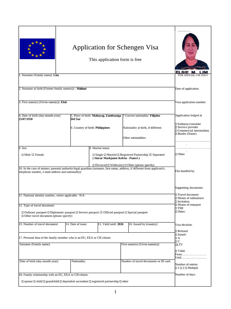 Schengen Application Form | PDF | Travel Visa | Passport