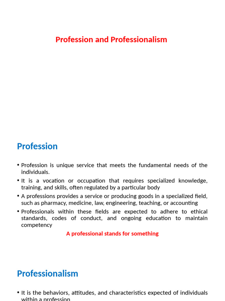 Profession & Professionalism | PDF | Profession | Social Psychology