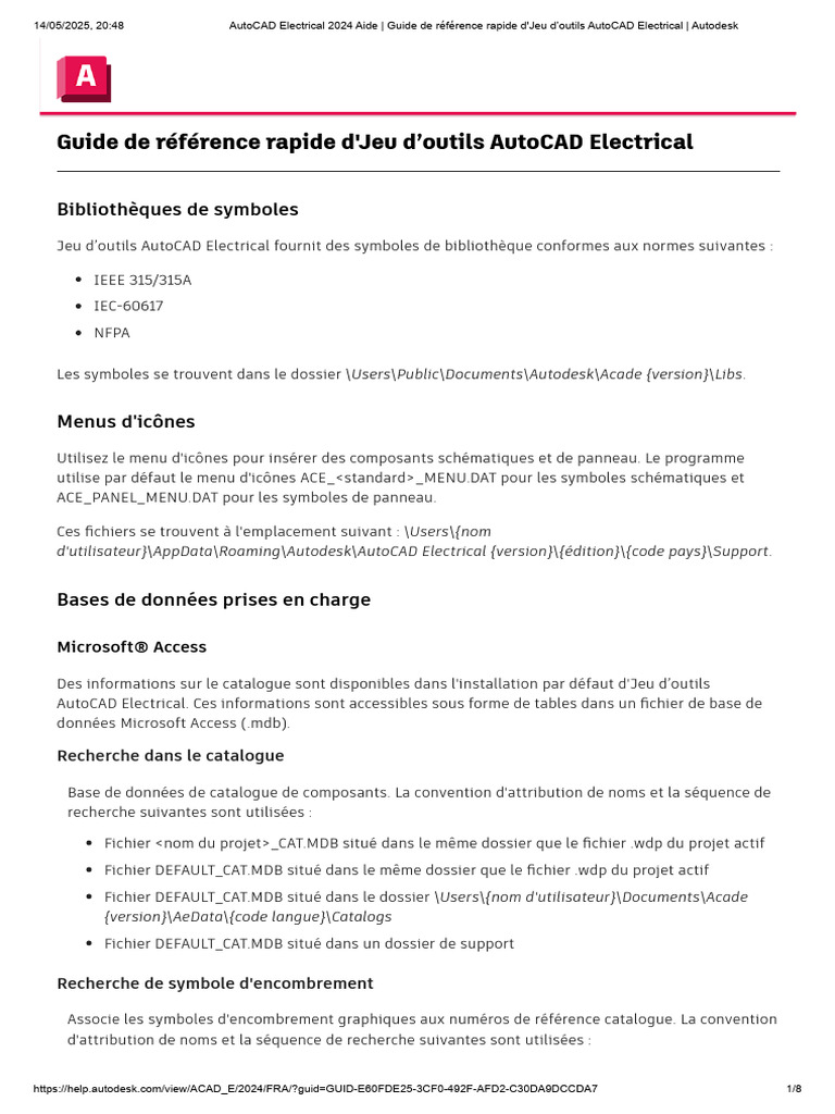 Guide rapide AutoCAD Electrical 2024 | PDF | AutoCAD | Fichier informatique