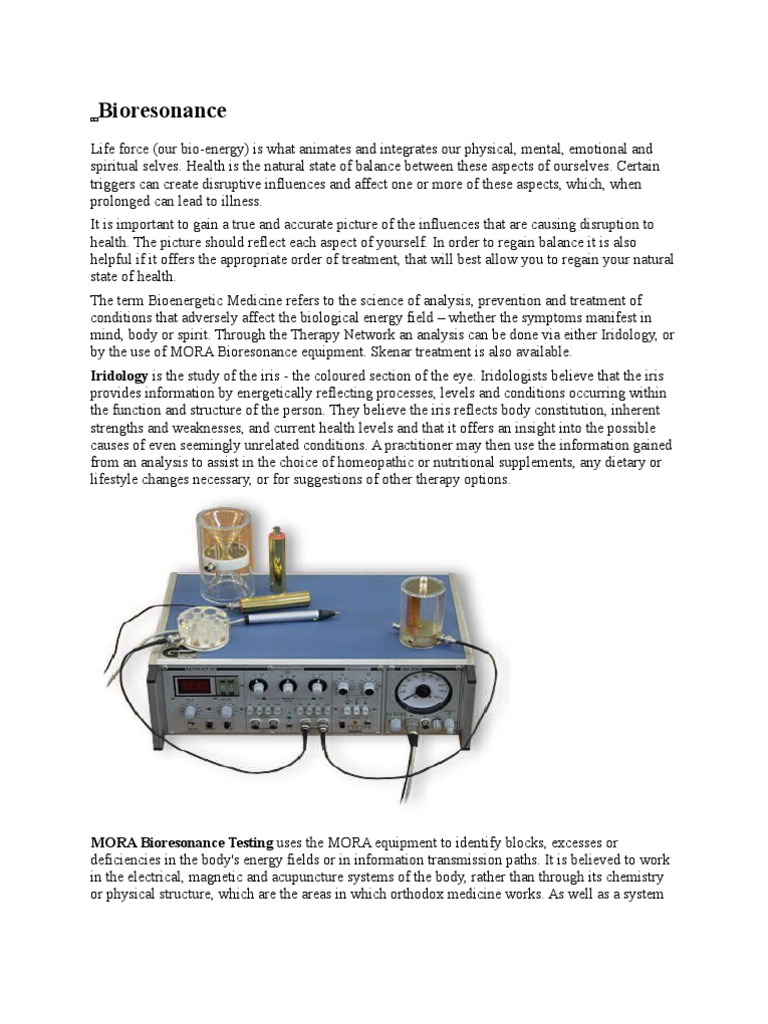 Bio Resonance | PDF | Therapy | Medical Specialties